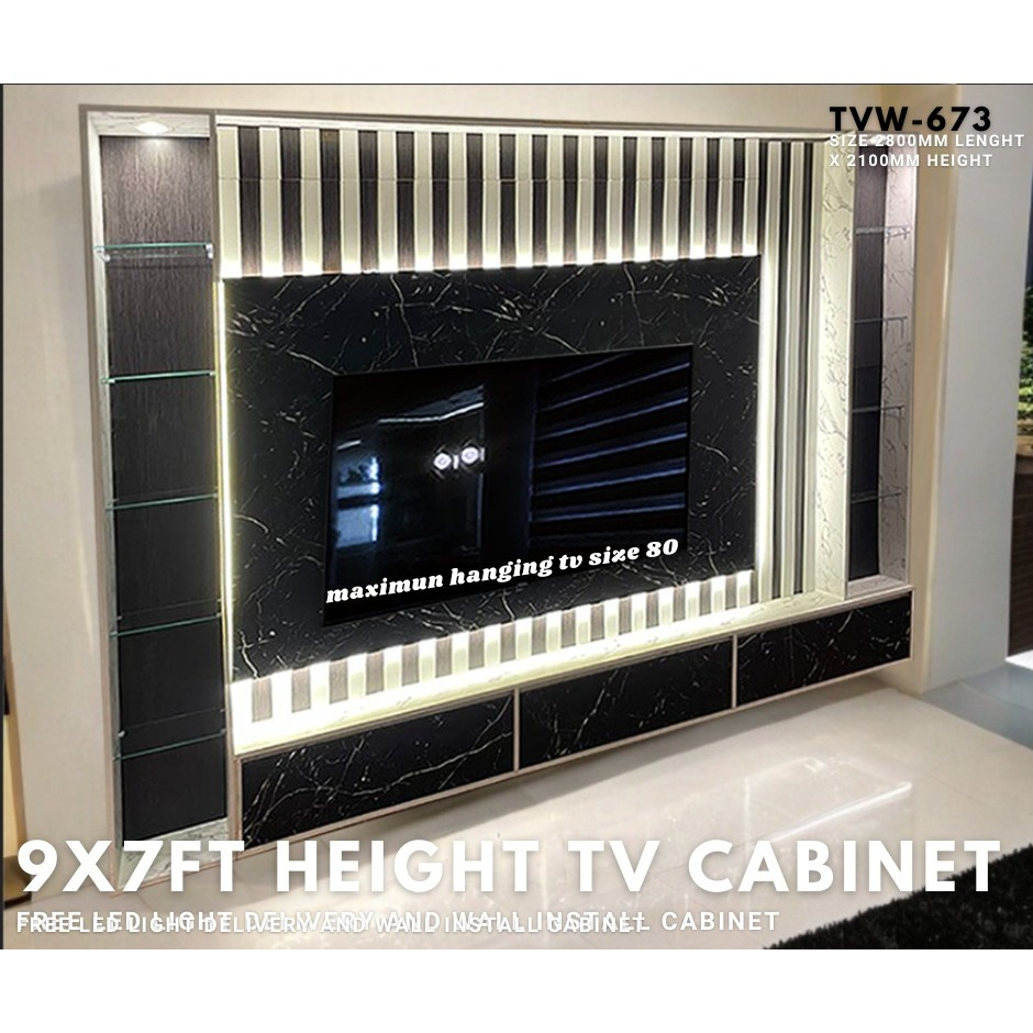 TV Hanging Cabinet TVW-673 🔥FREE INSTALLATION🔥With Led Light/Wall TV ...