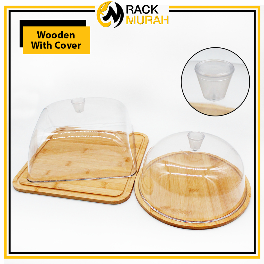 CAKE DECO WOODEN CAKE WITH TRANSPARENT ACRYLIC COVER BEKAS KEK UNTUK ...