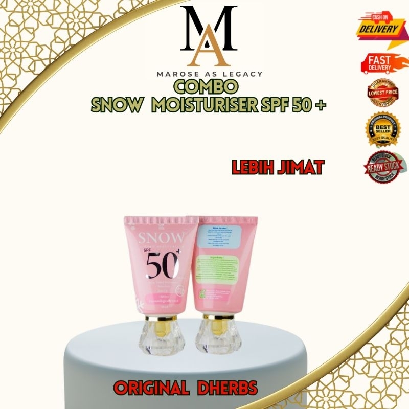 DHERBS Snow Sunscreen Moisturizer SPF50+ Melindungi kulit Muka dari ...