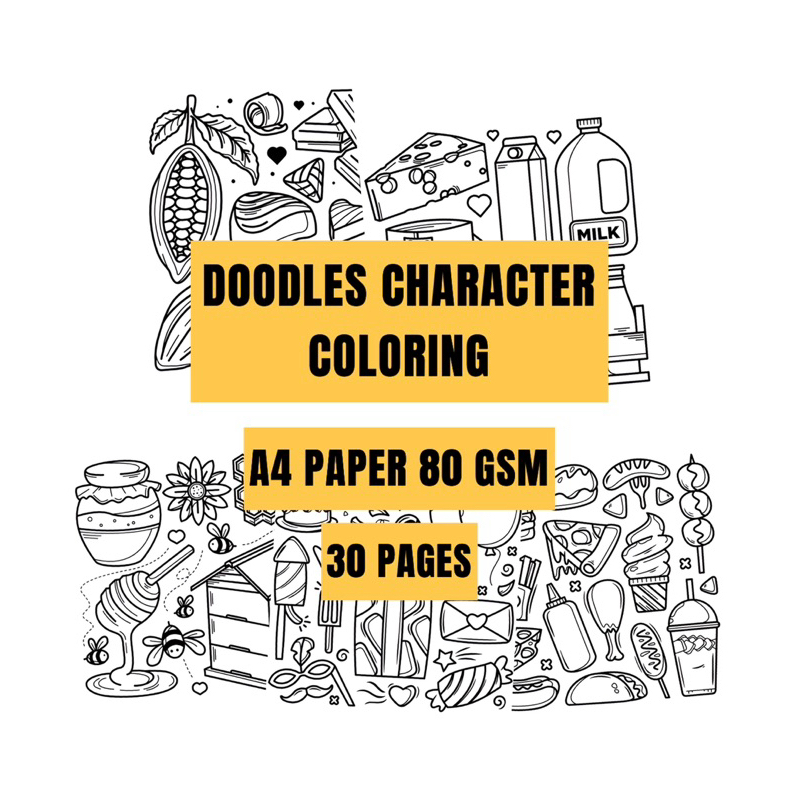 DOODLES CHARACTER COLORING 30 PAGES A4 PAPER 80 GSM | Shopee Malaysia