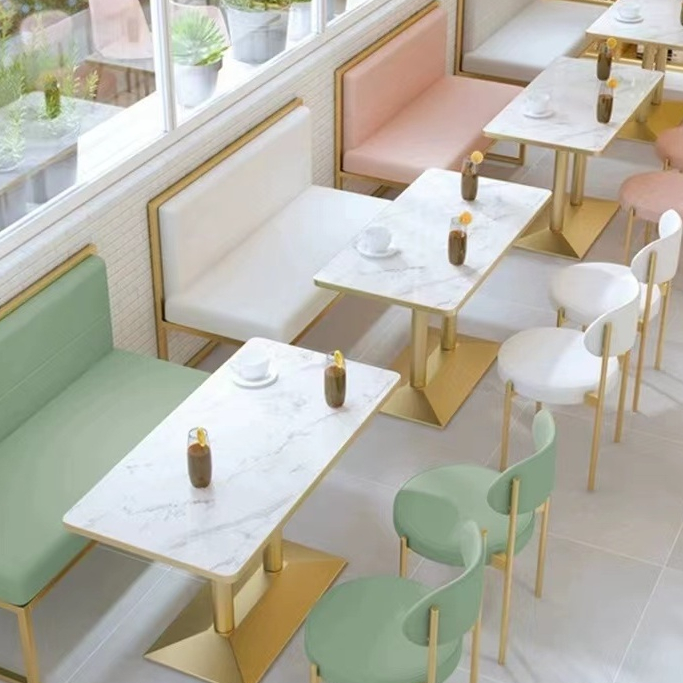 Milk tea shop table and chair combination simple fresh cold drink ...