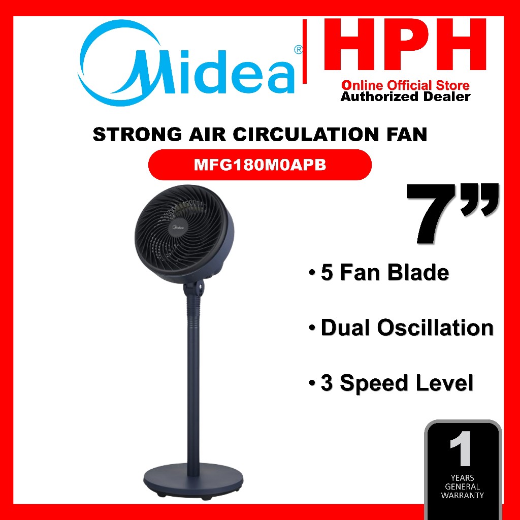 Midea 7 Inch Circulation Fan MFG180M0APB (Stand Fan) / 5 Blades ...