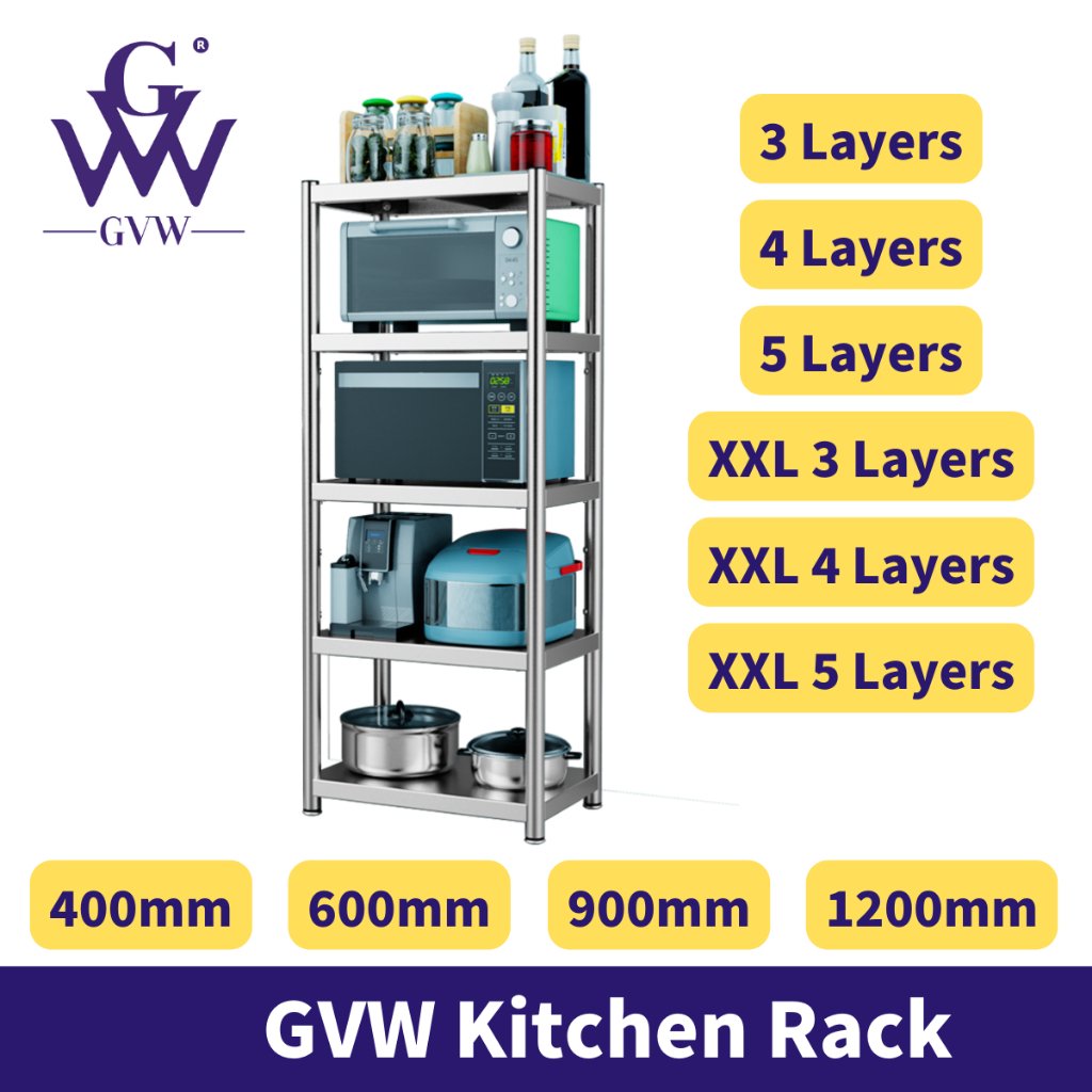 GVW Stainless Steel Rack Kitchen Rack Storage Rack Shelf Rak Dapur Rak ...