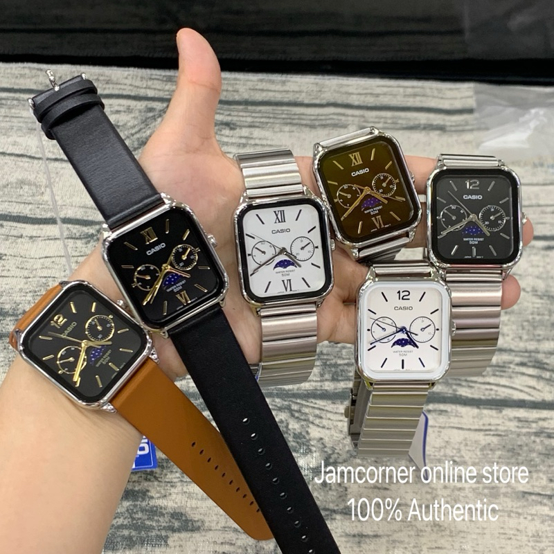 100% ORIGINAL CASIO MTP-M305 Series Stainless Steel & Leather Strap ...