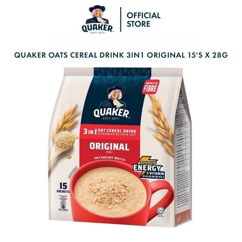 Quaker Oat Cereal Drink 3in1 Original 15's x 28g | Shopee Malaysia