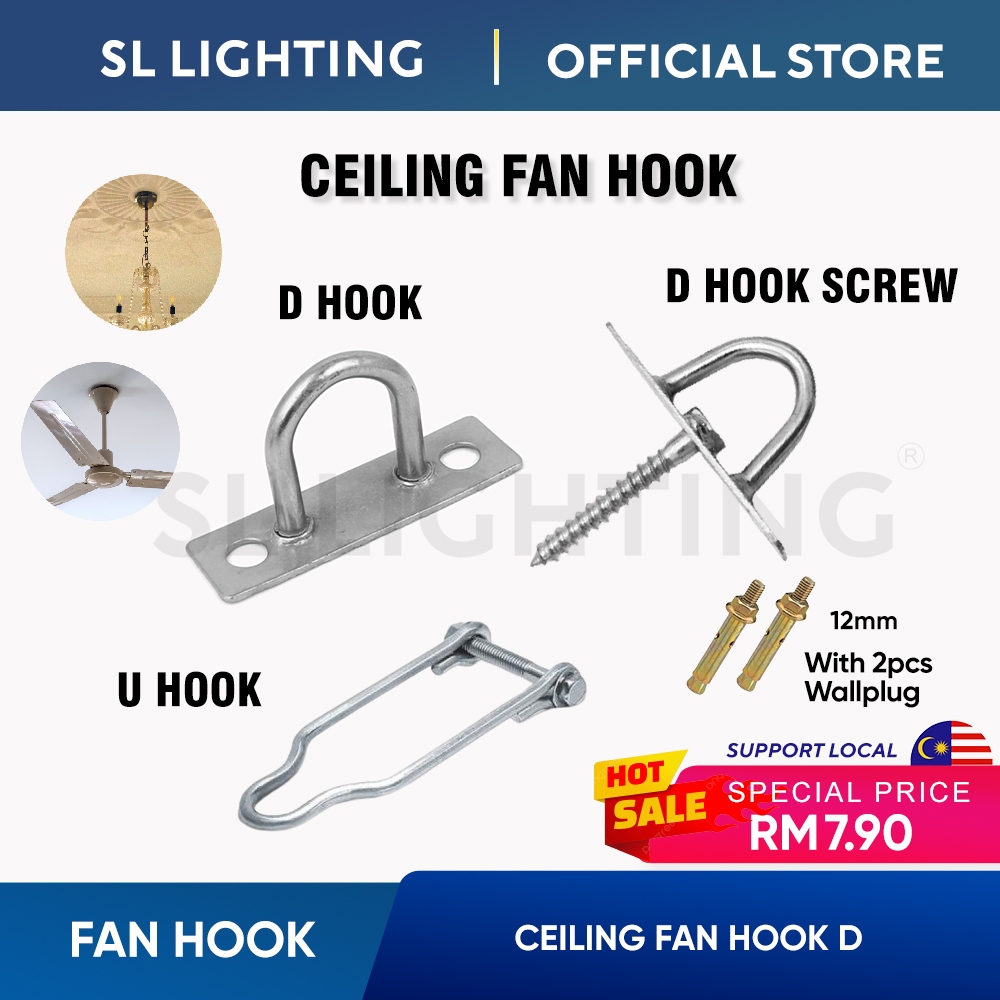 Ceiling Fan Hook With Wall Plug Hook Kipas Siling Hook U Ceiling Mount ...