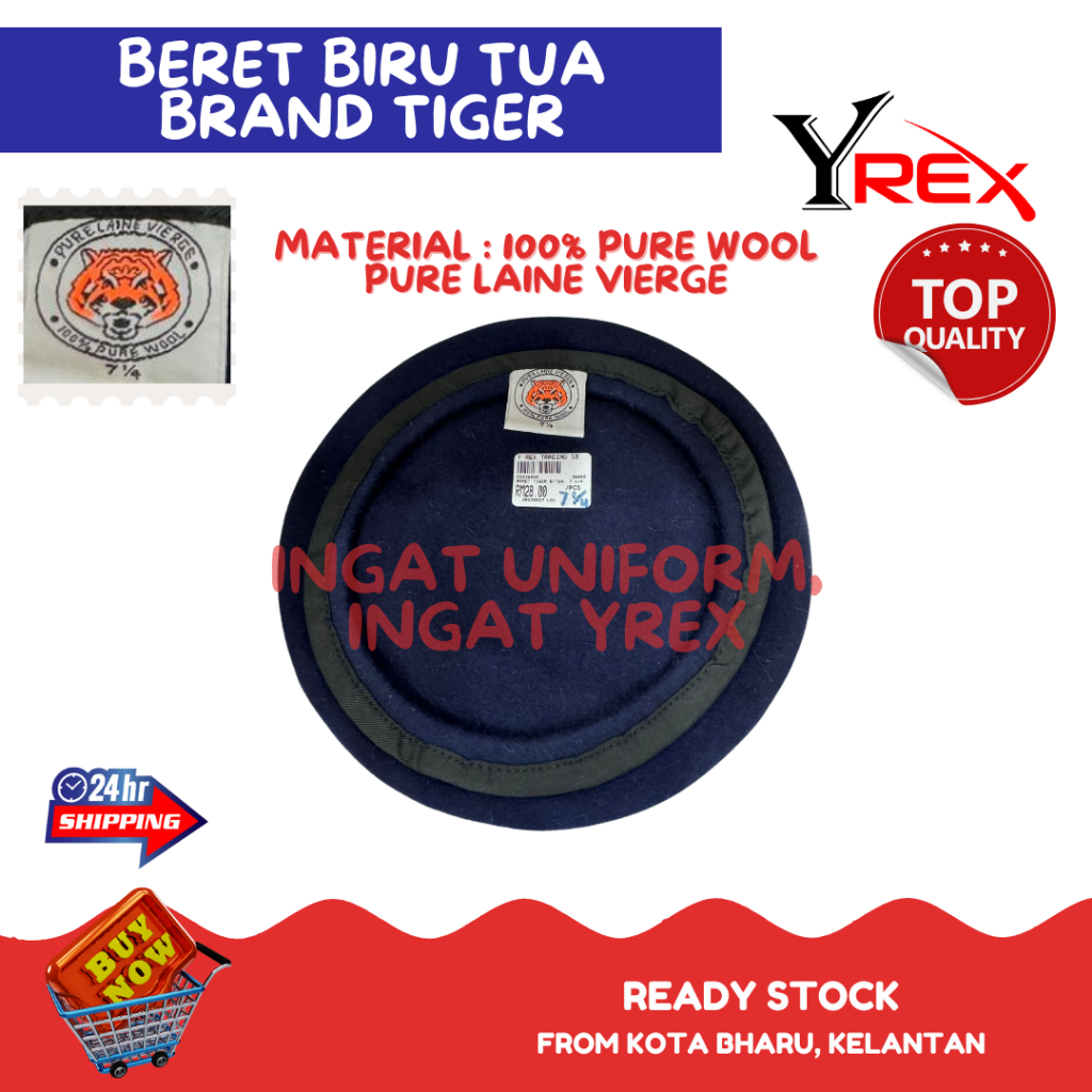 Beret Biru Tua /Berey Dark Blue 100% Wool(READY STOCK)-Brand Tiger | Shopee Malaysia