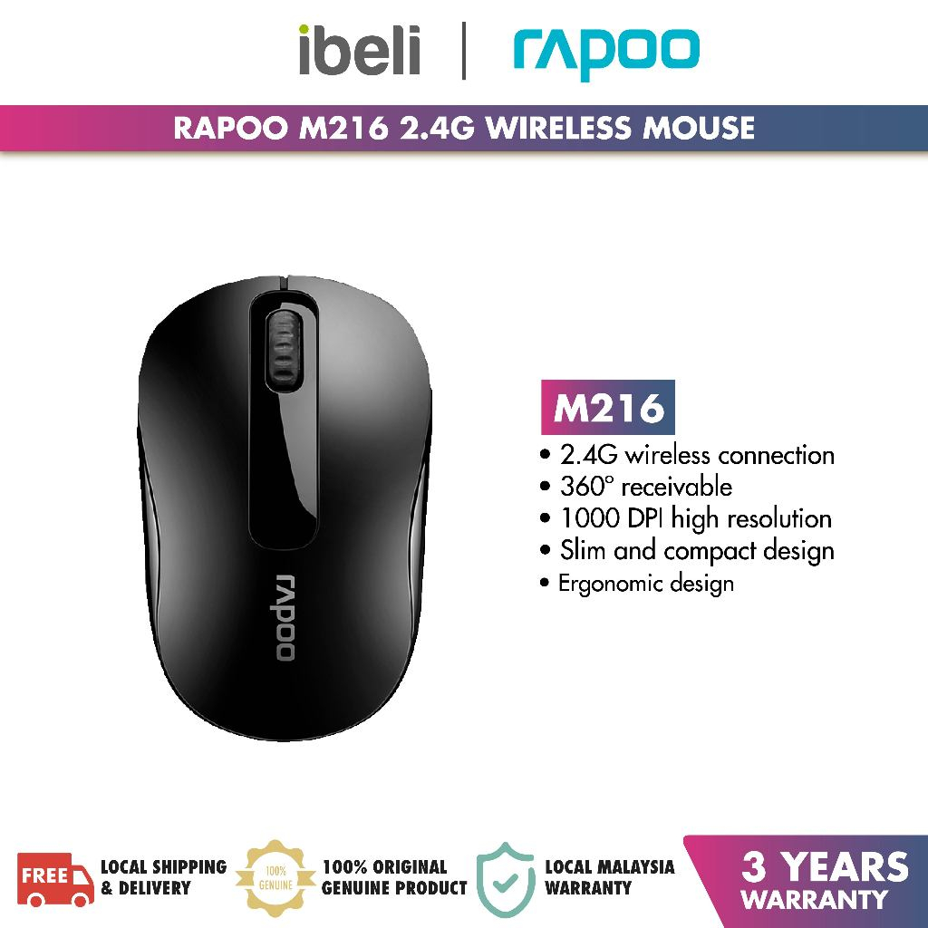 Rapoo M216 2.4G Wireless Mouse with 1000DPI - 3 Years Warranty | Shopee Malaysia
