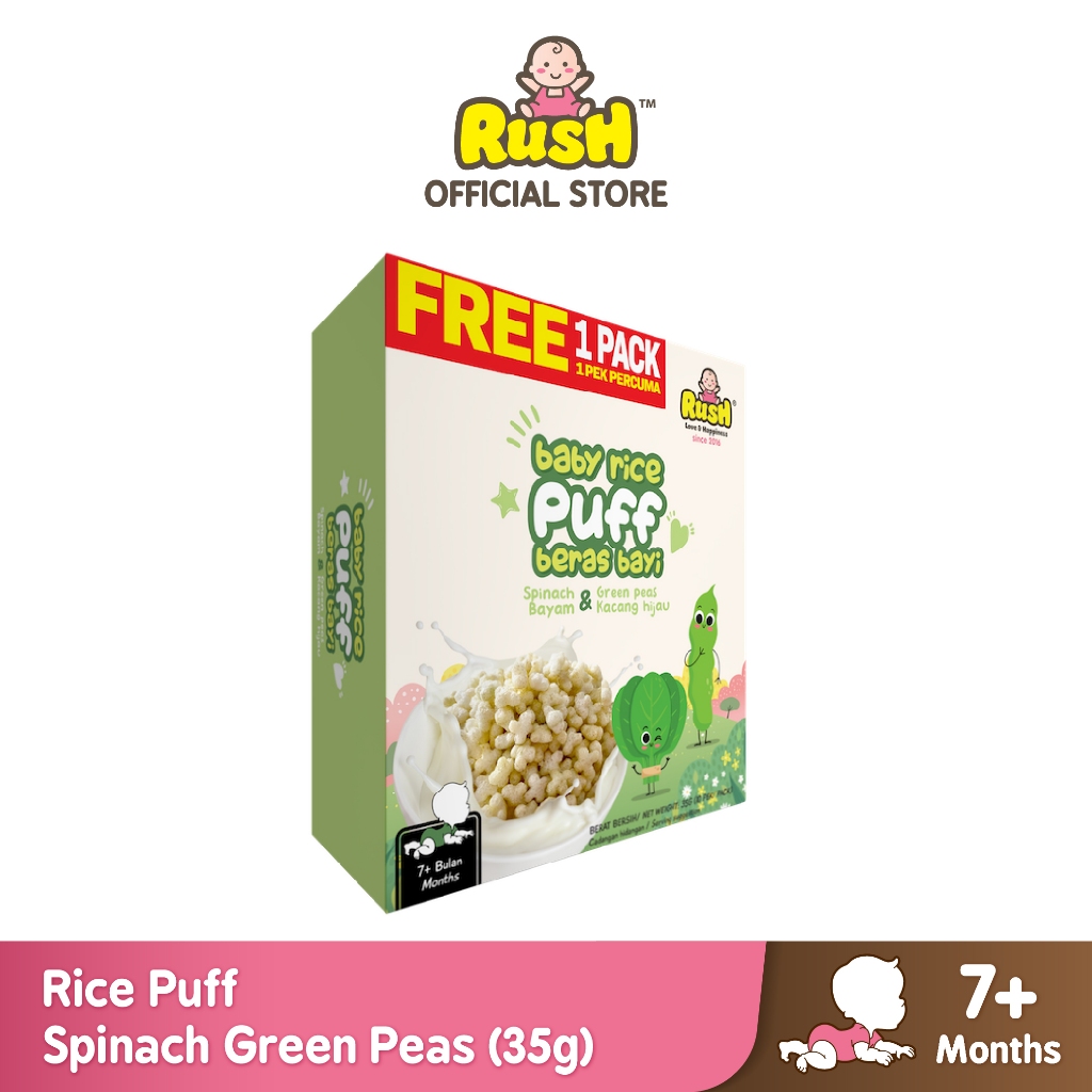 Rush Baby Rice Puff Spinach Green Peas 30g | Shopee Malaysia