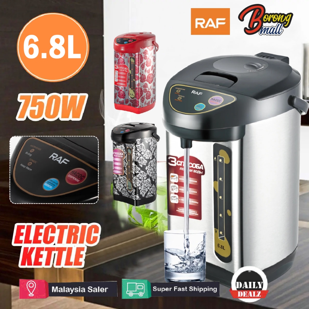 RAF Electric Thermostatic Kettle 6.8L Auto Shut Off Thermo Pot Reboil With Safety Lock Fast Boil ...