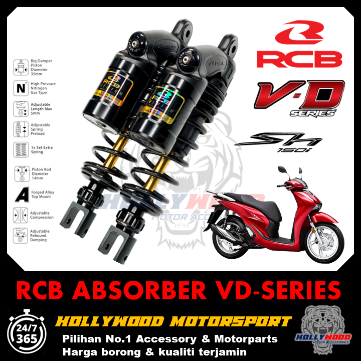 HONDA SH150i ABSORBER RCB VD SERIES PREMIUM GOLD BLACK RACING BOY WORLD ...