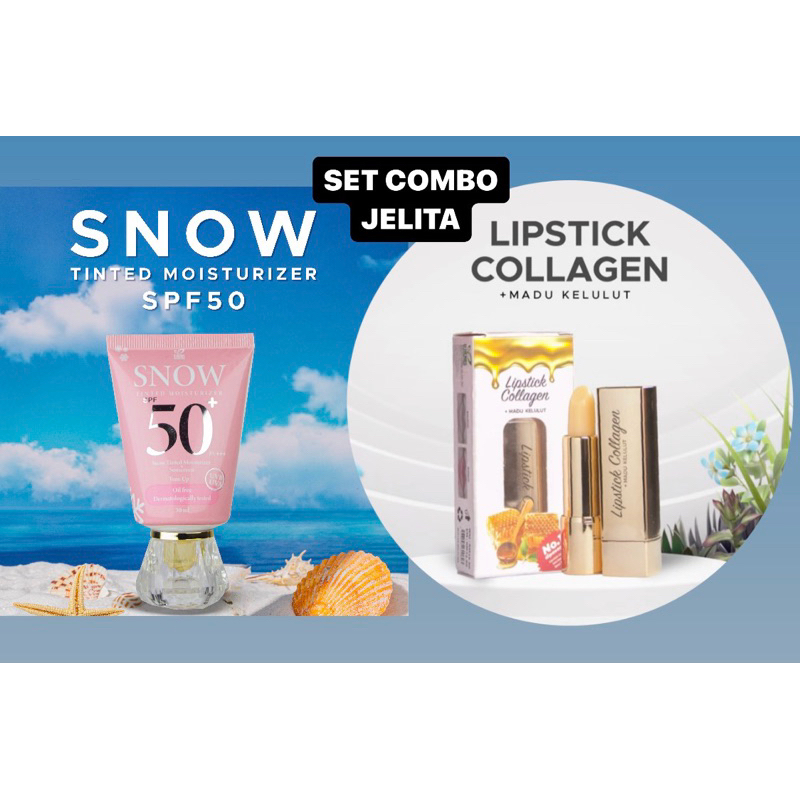 DHERBS- SET COMBO JELITA (SNOW TINTED MOISTURIVER SUNSCREEN SPF 50 PA ...