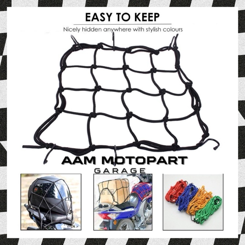MOTORCYCLE NET FLEXI HELMET NET STRETCHABLE CORD JARING MOTOR HELMET ...