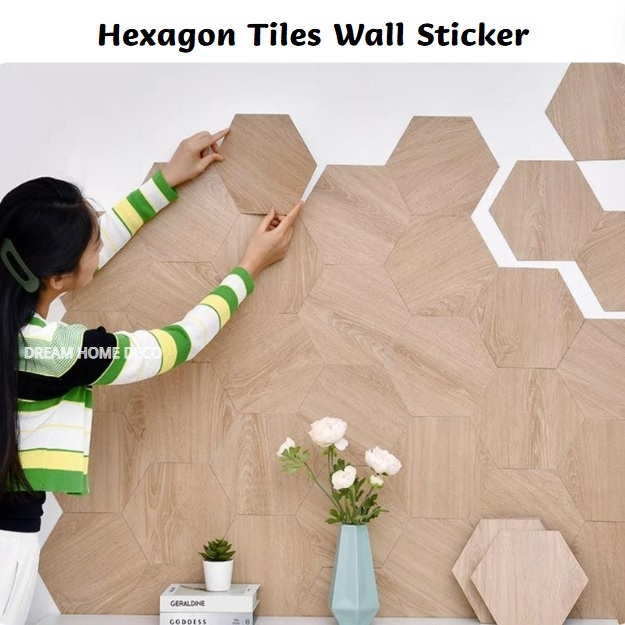 (1 Keping) Pelekat Jubin Heksagon Hiasan Stiker Dinding / Hexagon Foam ...