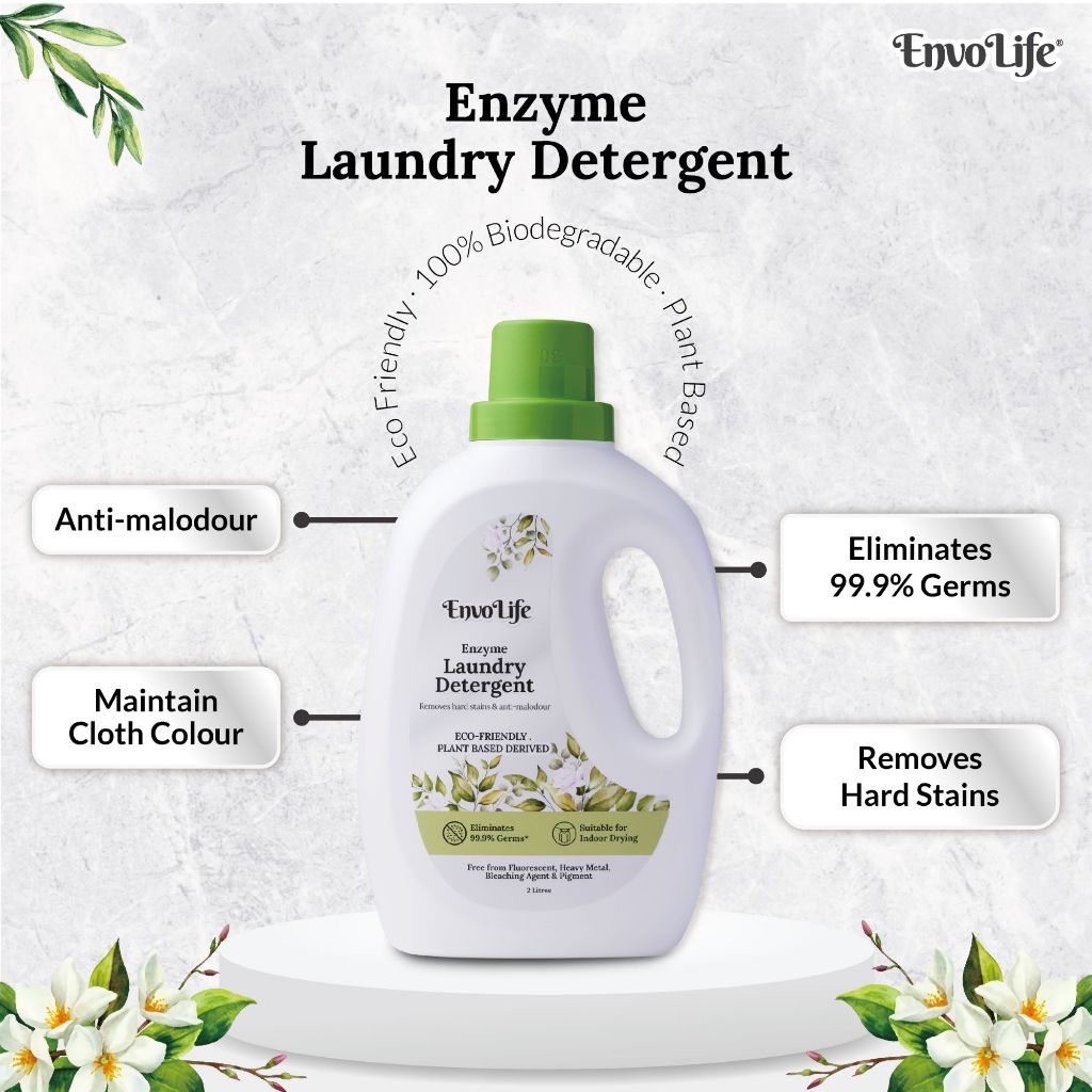 Envolife Enzyme Laundry Detergent 2L | Plant-based and Eco-Friendly detergent | Anti-Malodour ...