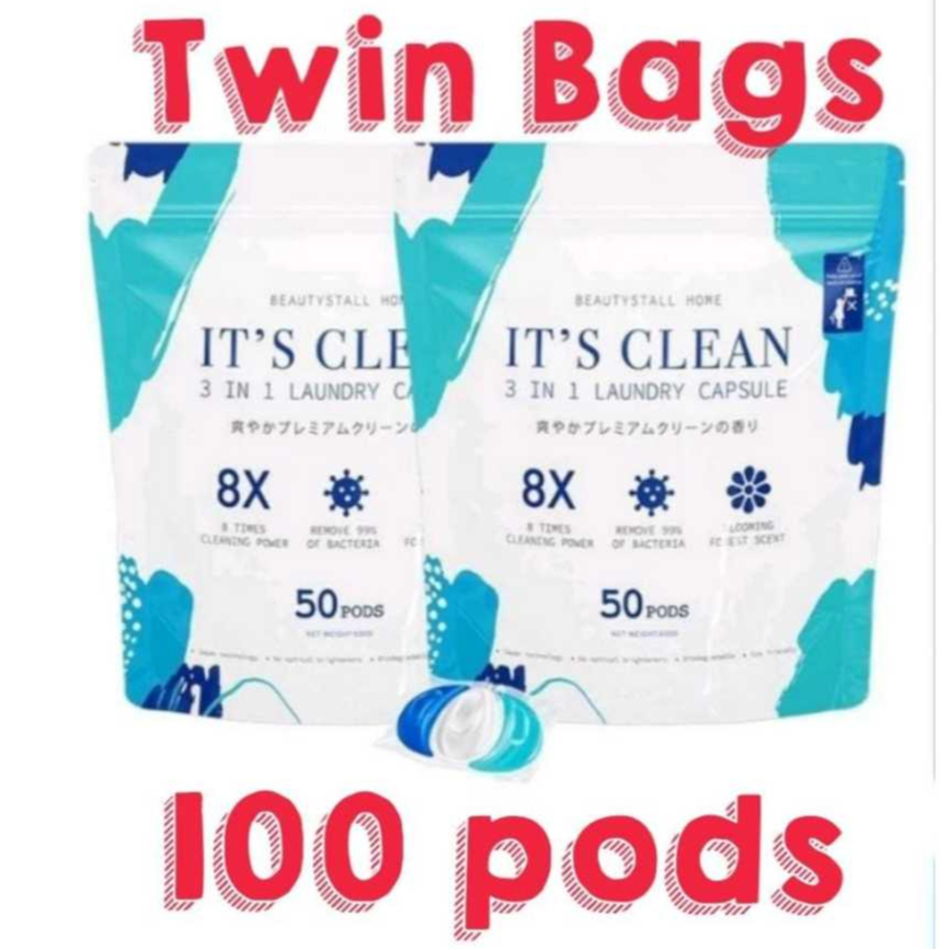 IT'S CLEAN 3 In 1 Laundry Capsule (50 pods x 2 bags) | Shopee Malaysia