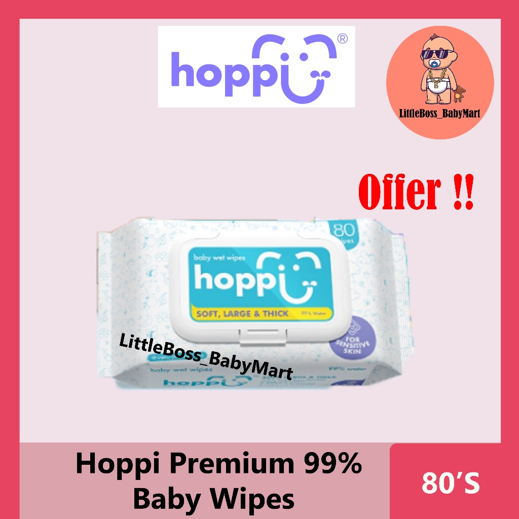 Hoppi Premium 99% Baby Water Wipes (80 Wipes) | Shopee Malaysia