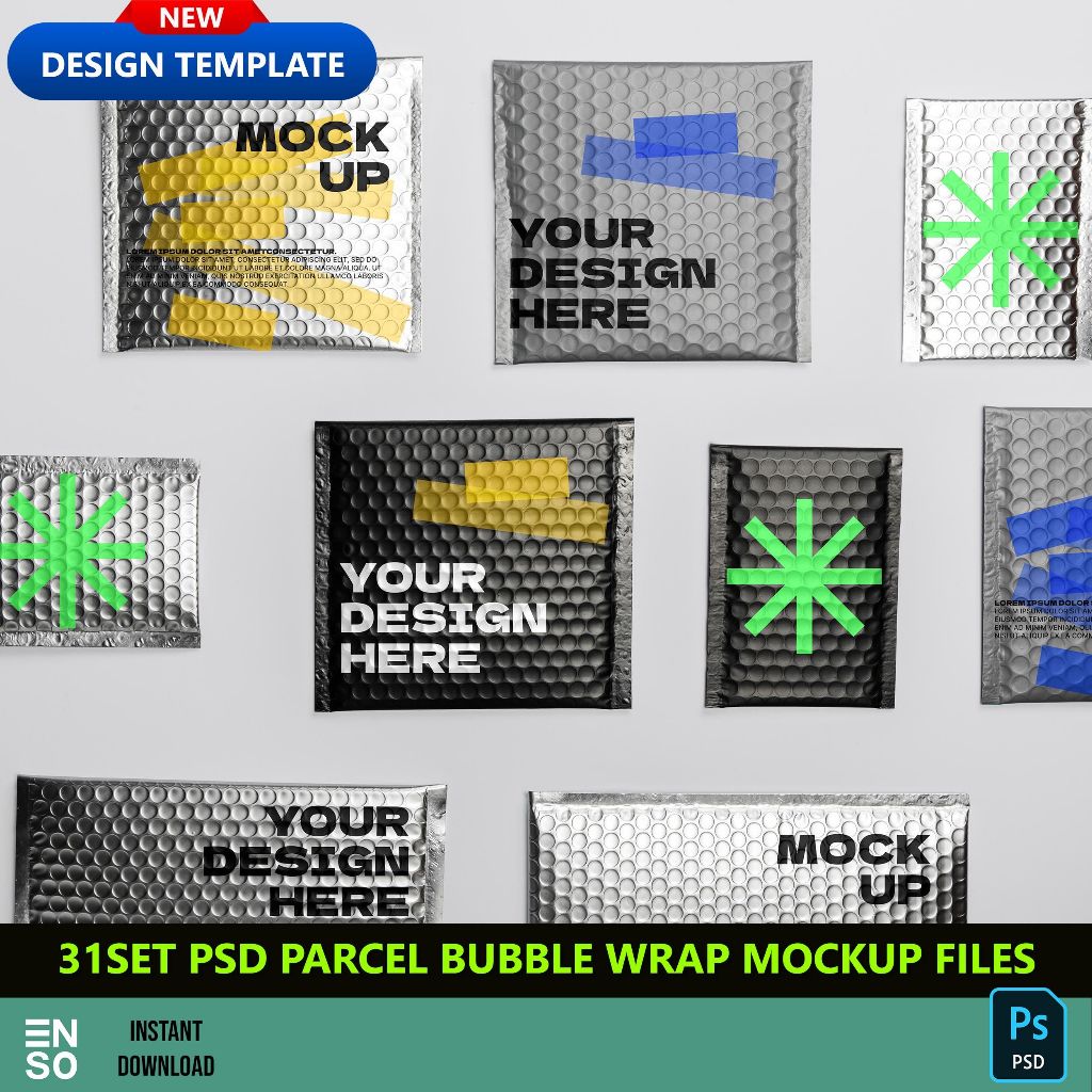 31-Set PSD Parcel Bubble Wrap Mockup Files | PHOTOSHOP Editable Mockup ...
