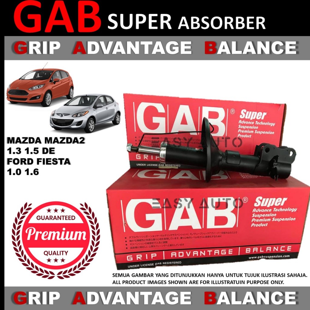 MAZDA 2 1.3 1.5 DE (2007-2014) /FORD FIESTA 1.0 1.6 (2009-2017) - ORIGINAL GAB SUPER FRONT AND ...