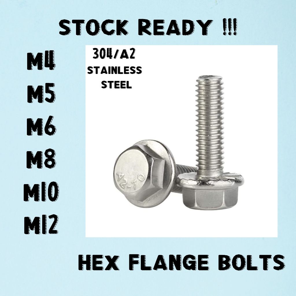 M4 M5 M6 Hex Flange Bolt 304 Stainless Steel Allen Bolts GB5789 Skru ...