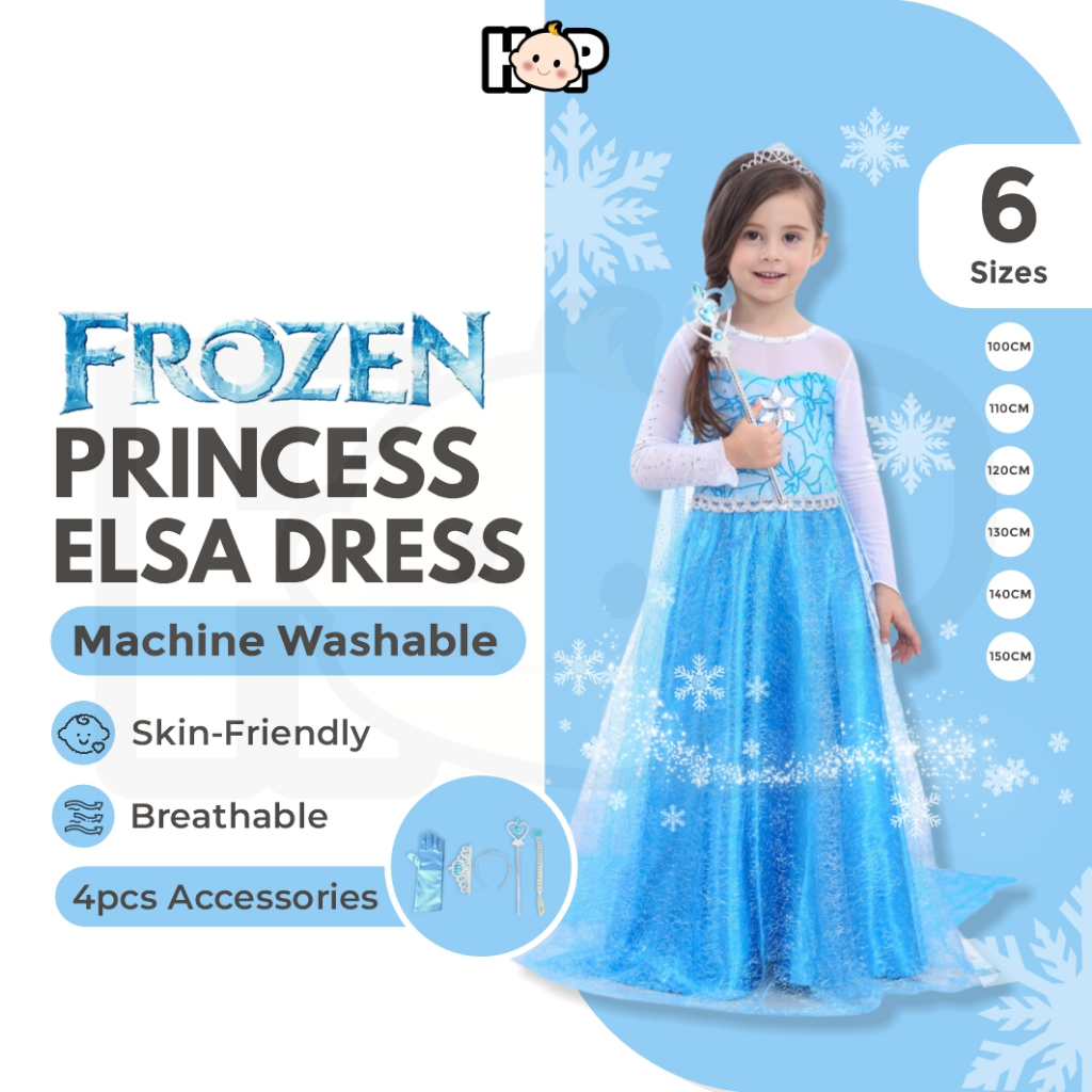 Frozen Princess Elsa Dress For Kid Frozen Dress For Kids Girl Baju Elsa ...