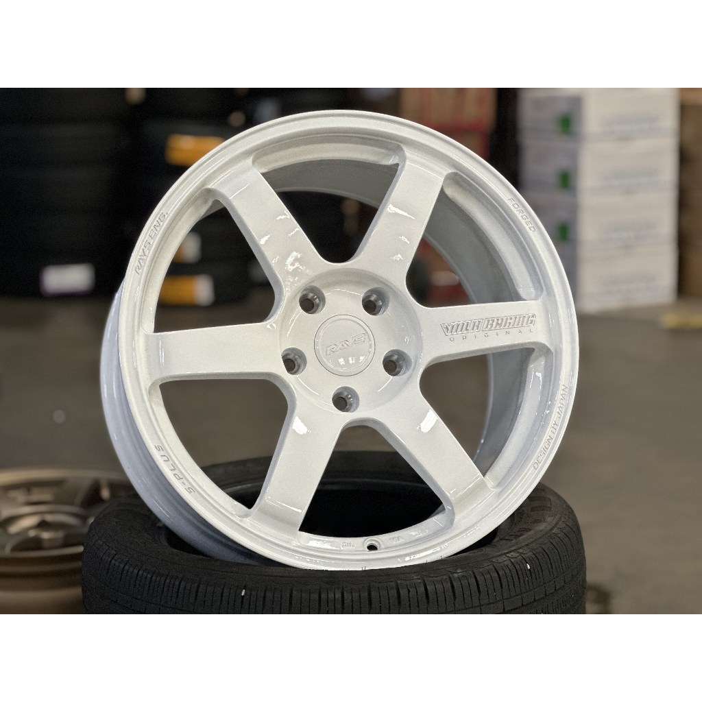 New 18x9.5J AOW TE37 SAGA Rim (set of 4) 5x120 White for FK2R FK8R FL5R ...