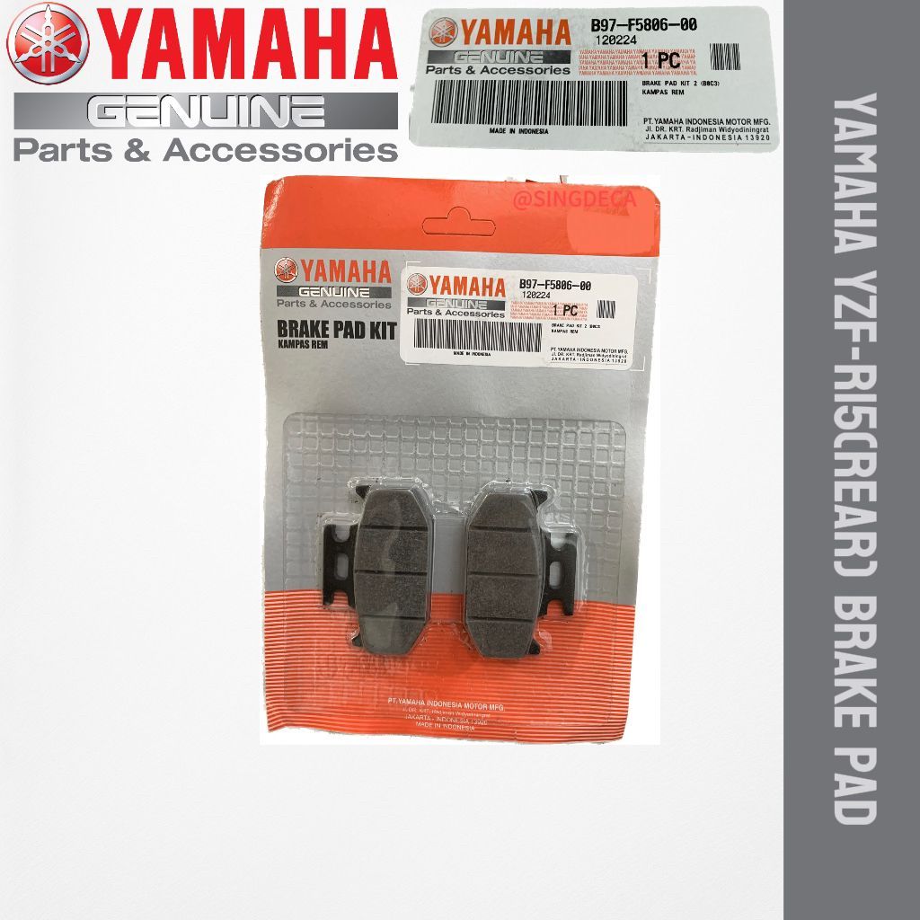 YAMAHA YZF-R15 (REAR) BRAKE PAD KIT 2 (100% ORIGINAL FROM HONG LEONG ...