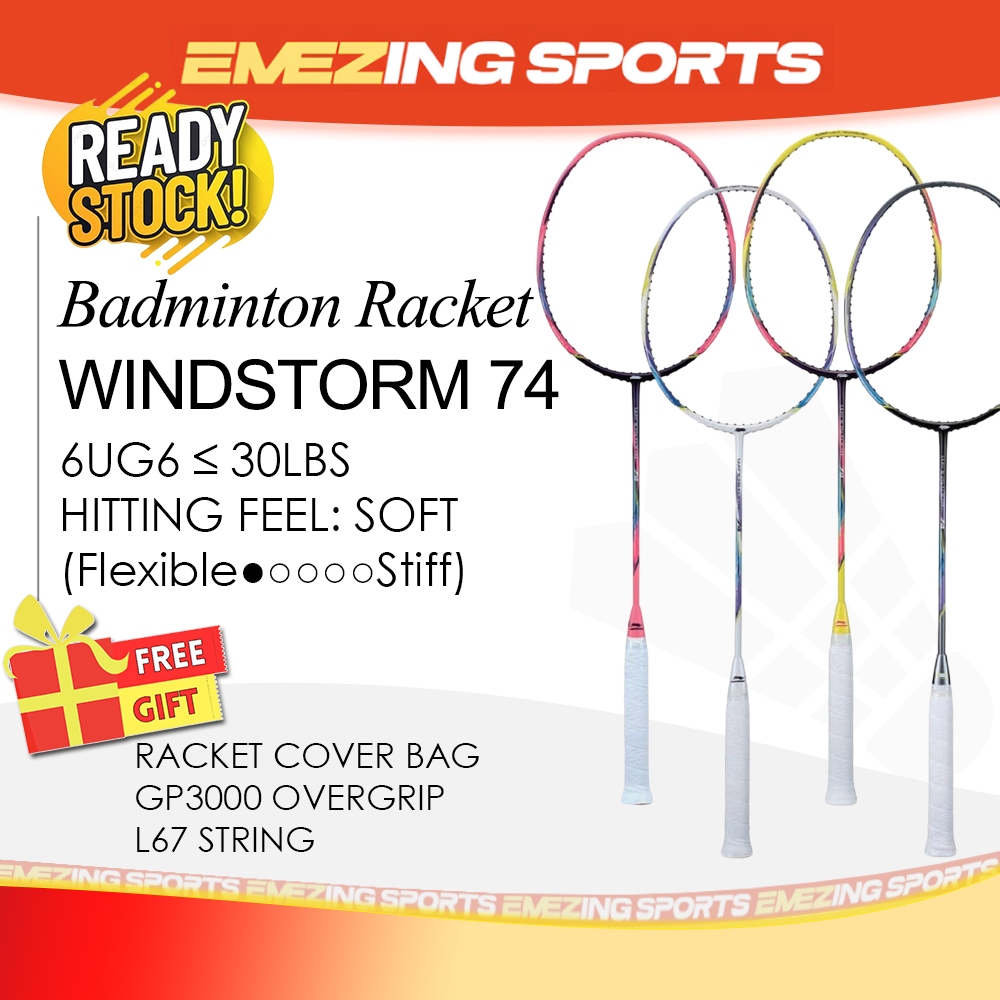 (100% ORIGINAL) Windstorm 74 Super Light Badminton Racquet Unstrung ...