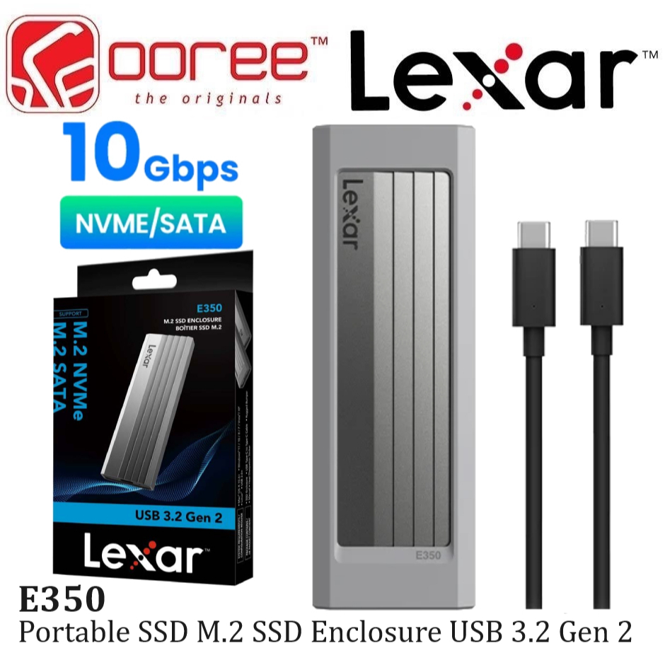 LEXAR E350 M.2 SSD ENCLOSURE USB 3.2 GEN 2 WITH UP TO 10GBPS / METAL HOUSING / HEAT DISSIPATION ...