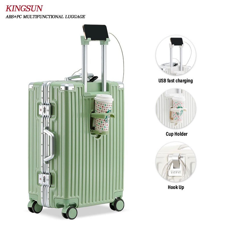 KINGSUN 20/24/28 Aluminum frame multifunctional suitcase with USB ...