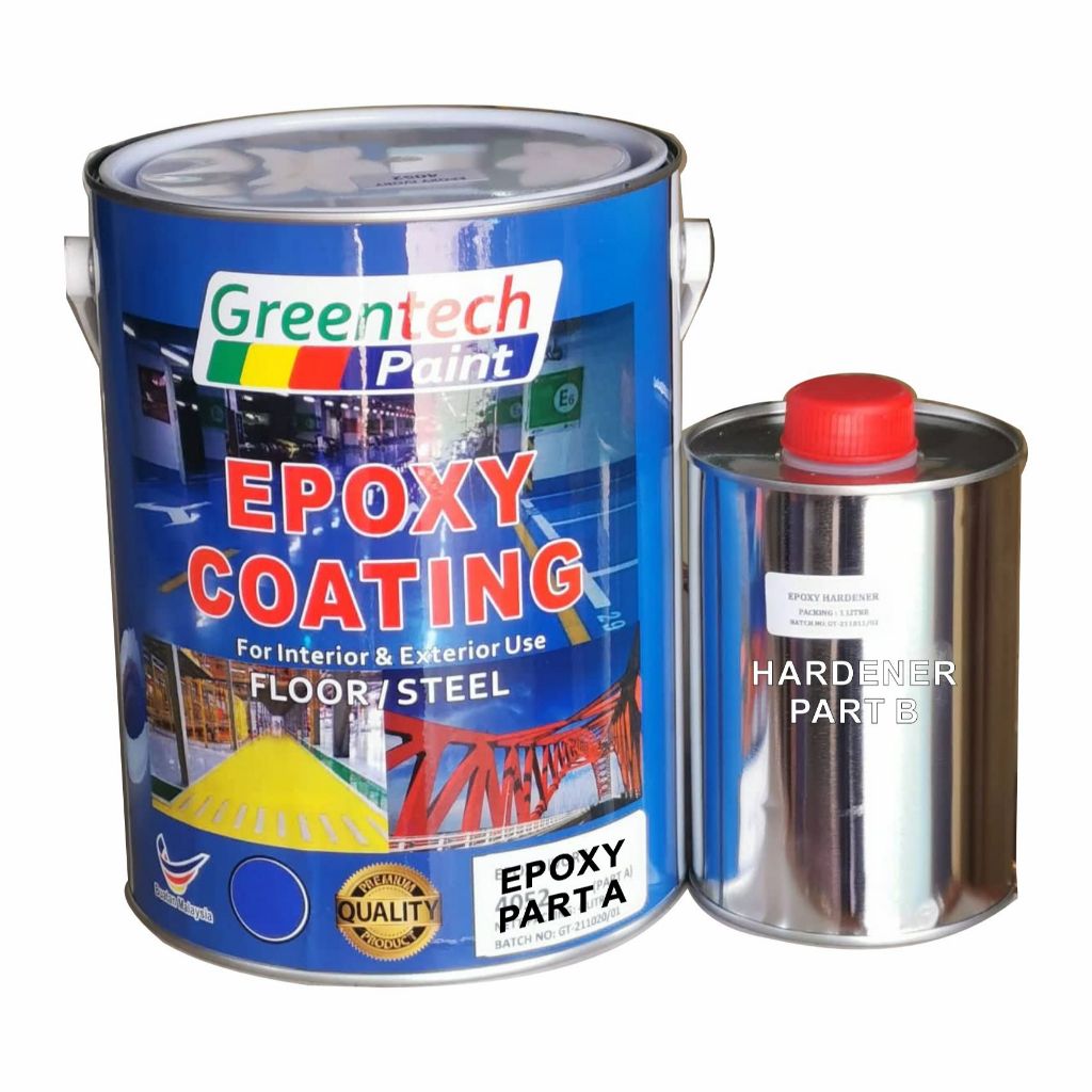 ( 5L ) Epoxy Floor Paint Coating ( GREENTECH EPOXY ) 5L (Cat Lantai quality Epoxy) 5liter epoxy ...