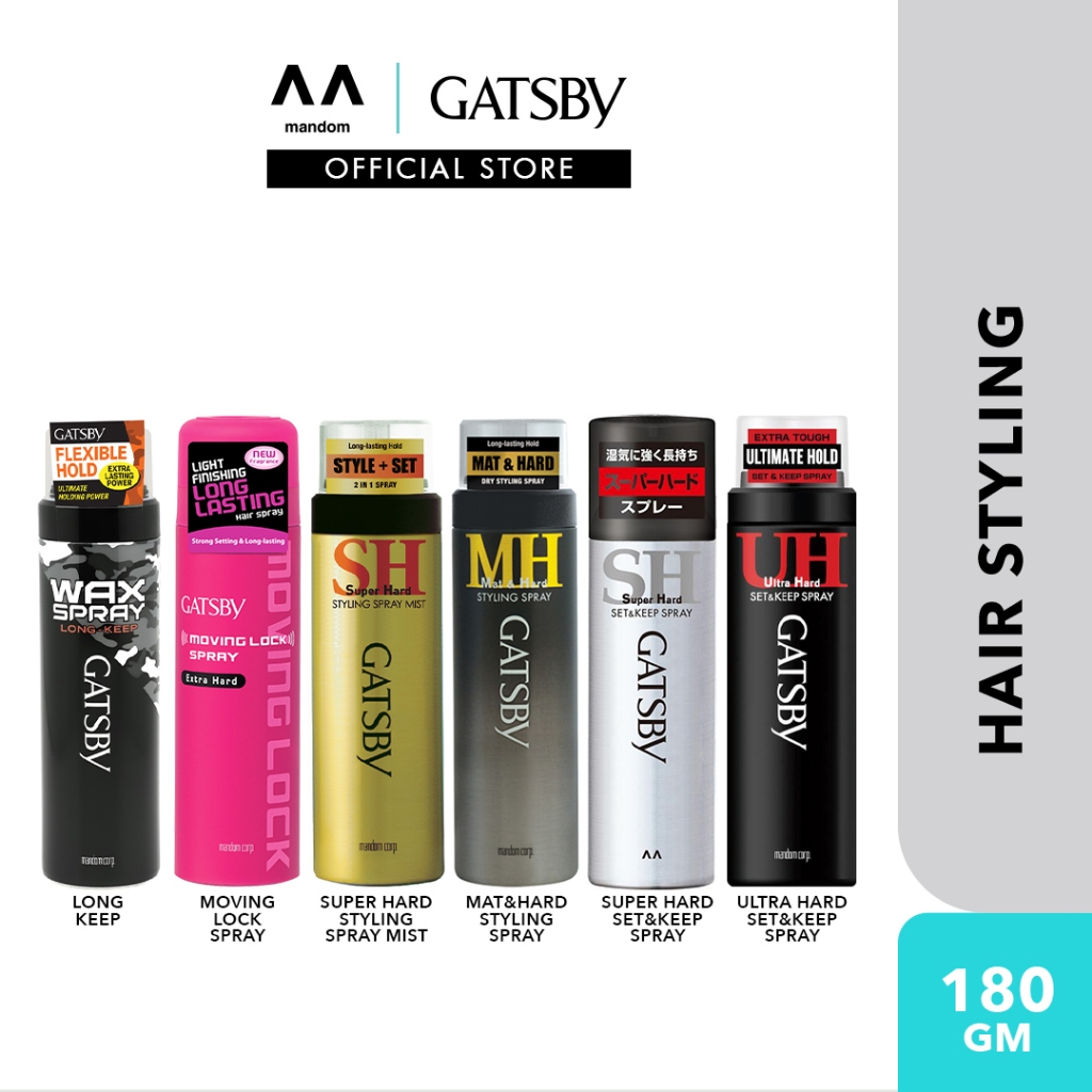 GATSBY Set & Keep Spray Super Hard 180g (mens hair spray, spray hair ...
