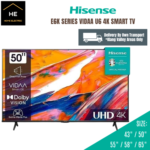 HISENSE 43" 50" 55" 58" 65" INCH VIDAA 4K UHD SMART TV E6K Series 43E6K ...