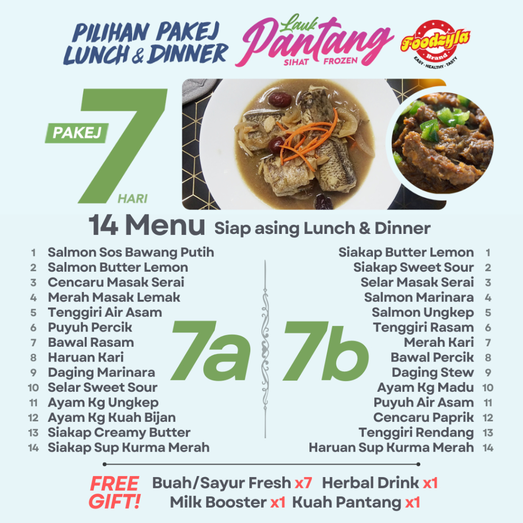 PAKEJ 7 Hari MAKANAN PANTANG * PANTANG FOOD * LAUK PANTANG FROZEN SEJUK ...