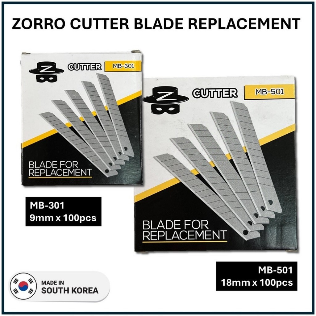 9MM MB301/ 18MM MB501 ZORRO REPLACEMENT CUTTER BLADE, 10 PCS/ PACK ...