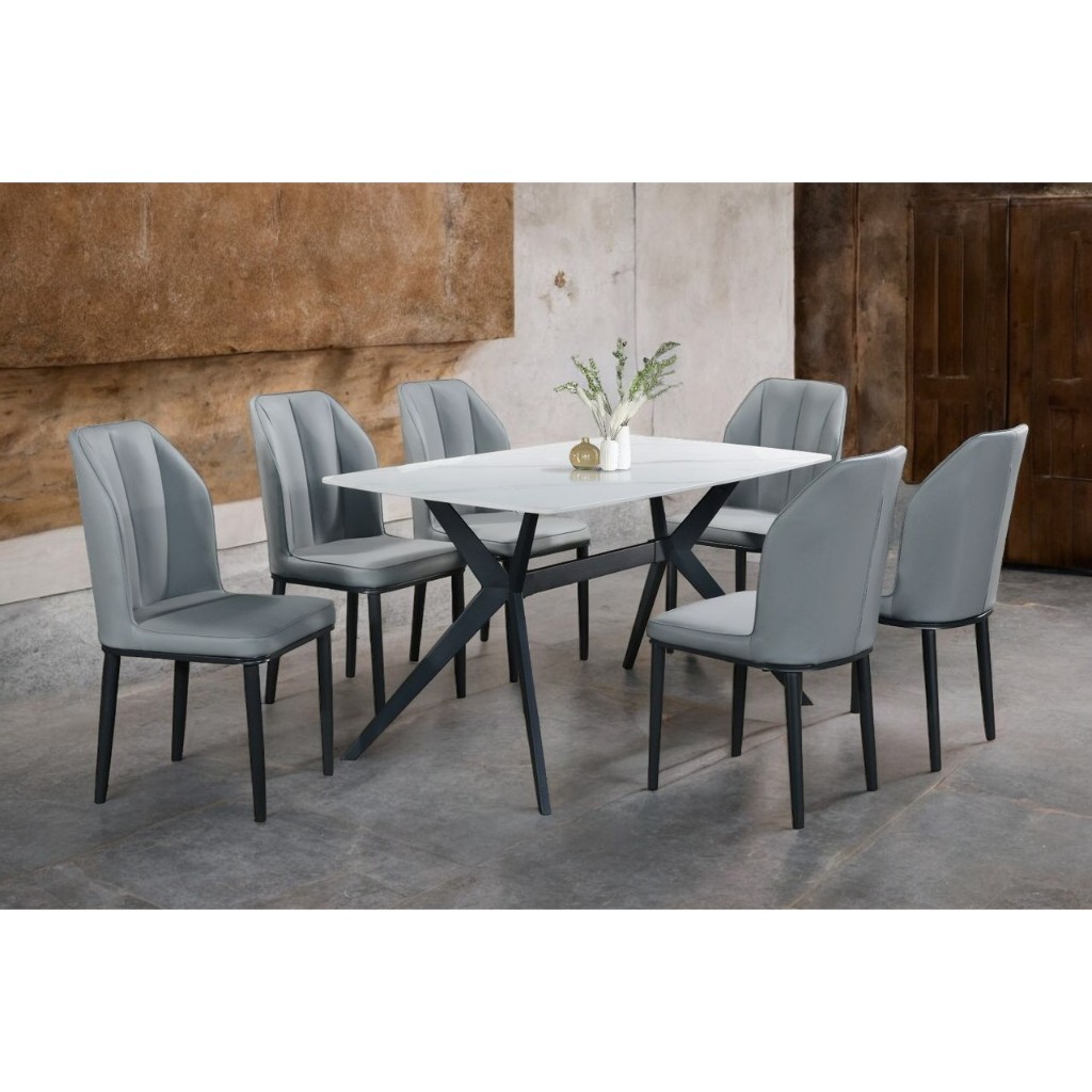 Dining Set 1+6 Ceramic Glossy Dining Set /Living Furniture Room ...