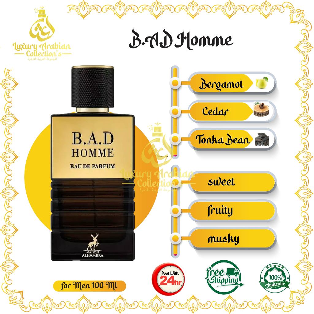 💯% Authentic B--A--D Homme EDP Perfume For Men 100ml Same Day Postage ...