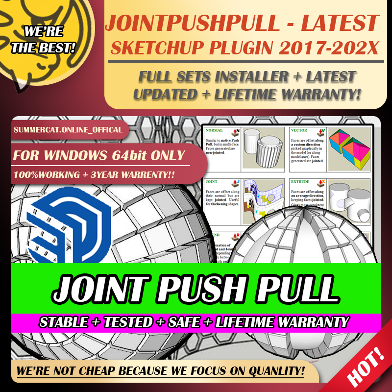 V4.9a🆕Latest🔥【JointPushPull】Fredo6 Sketchup Plugin 2015-202X Joint Push ...