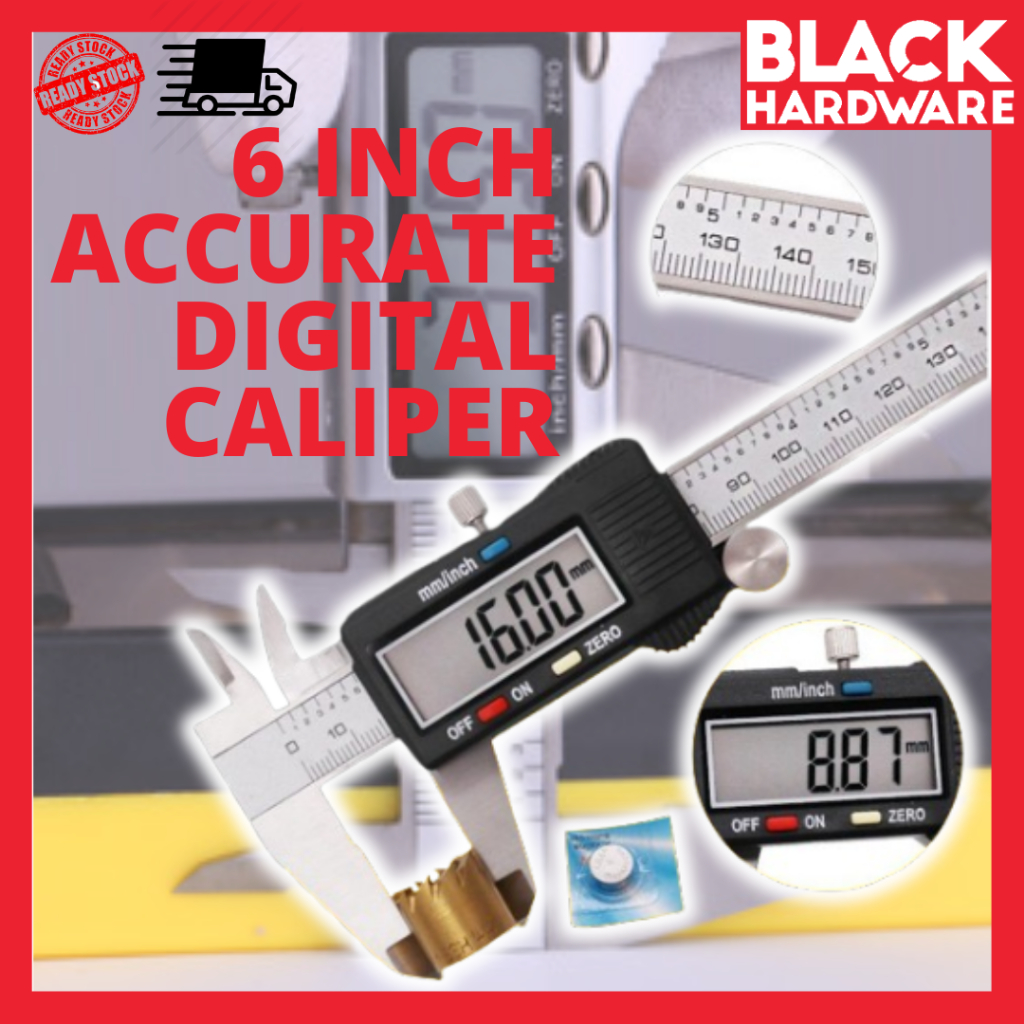 BLACK HARDWARE 150mm Pengukur Digital Vernier Caliper Ruler Stainless ...