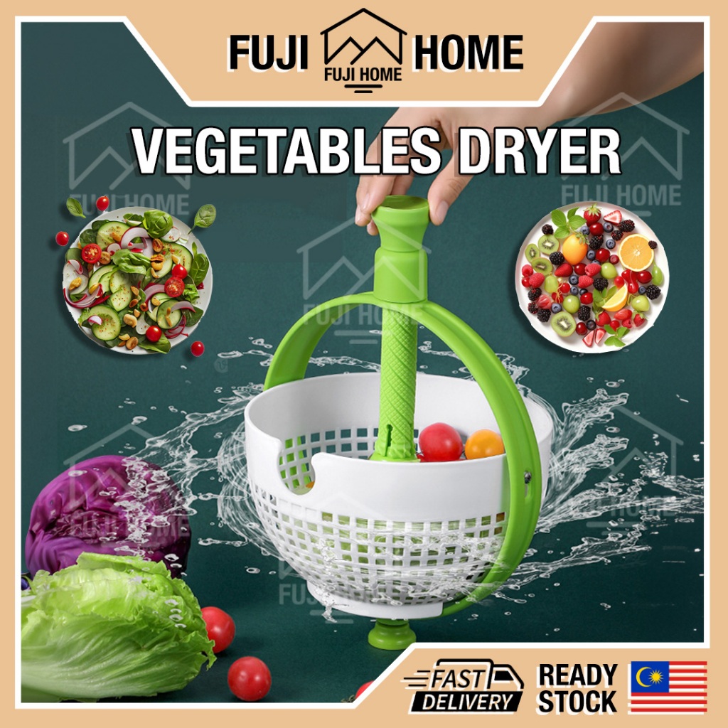 🏠READY STOCK🏠3IN1 Rotary Salad Spinner Dehydrated Machine Fruit Drainer ...