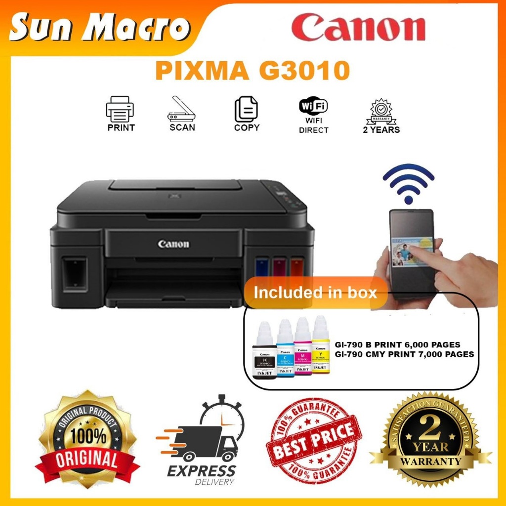 CANON G3010 WIRELESS INK TANK PRINTER (INCLUDES FULL SET ORI INK ...
