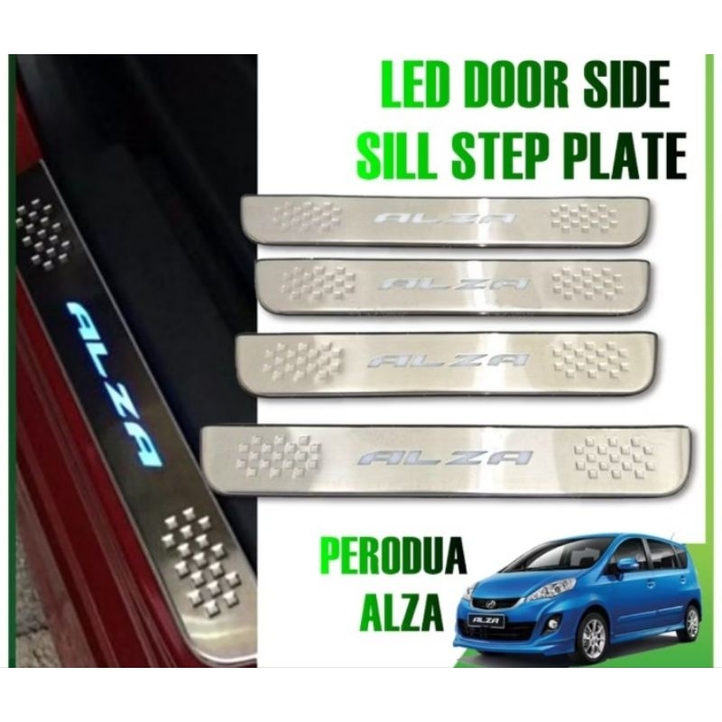 Door Side Sill Step Plate Perodua Alza With LED Blue(4pcs) | Shopee ...