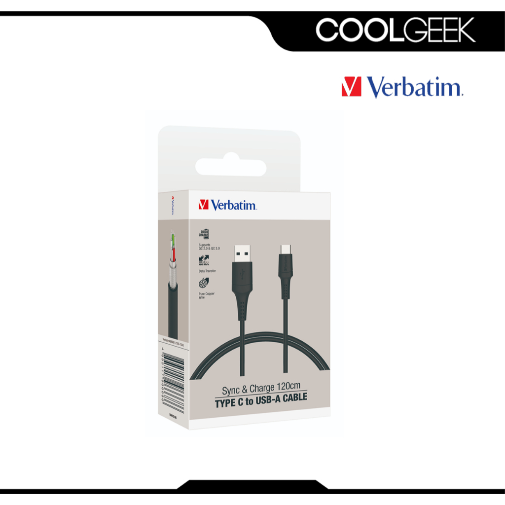 Verbatim Type C to USB-A Sync & Charge Cable 120mm | Shopee Malaysia