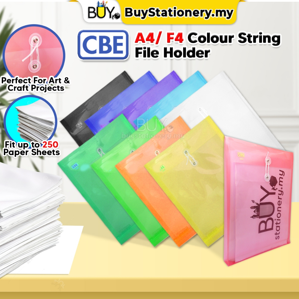 A4/F4 CBE Transparent File String Folder Colour PVC Holder 104A/104F ...