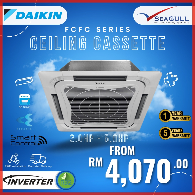 (Wi-Fi) Daikin Ceiling Cassette SkyAir Inverter FCFC Series 2.0-5.0HP R32 | Shopee Malaysia