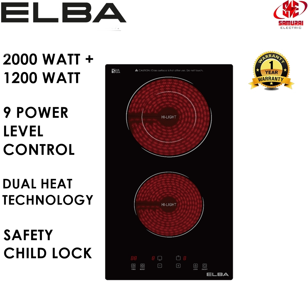[FREE SHIP] Elba Built-In Domino Hob With Ceramic Hob (2000W+ 1200W ...