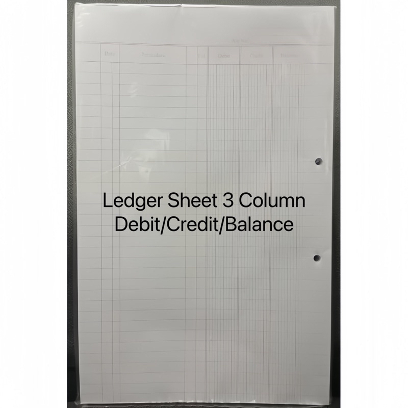 LEDGER SHEET 3 Column F4 SIZE 95GSM 100 SHEETS(LOOSE SHEET)Debit/Credit ...