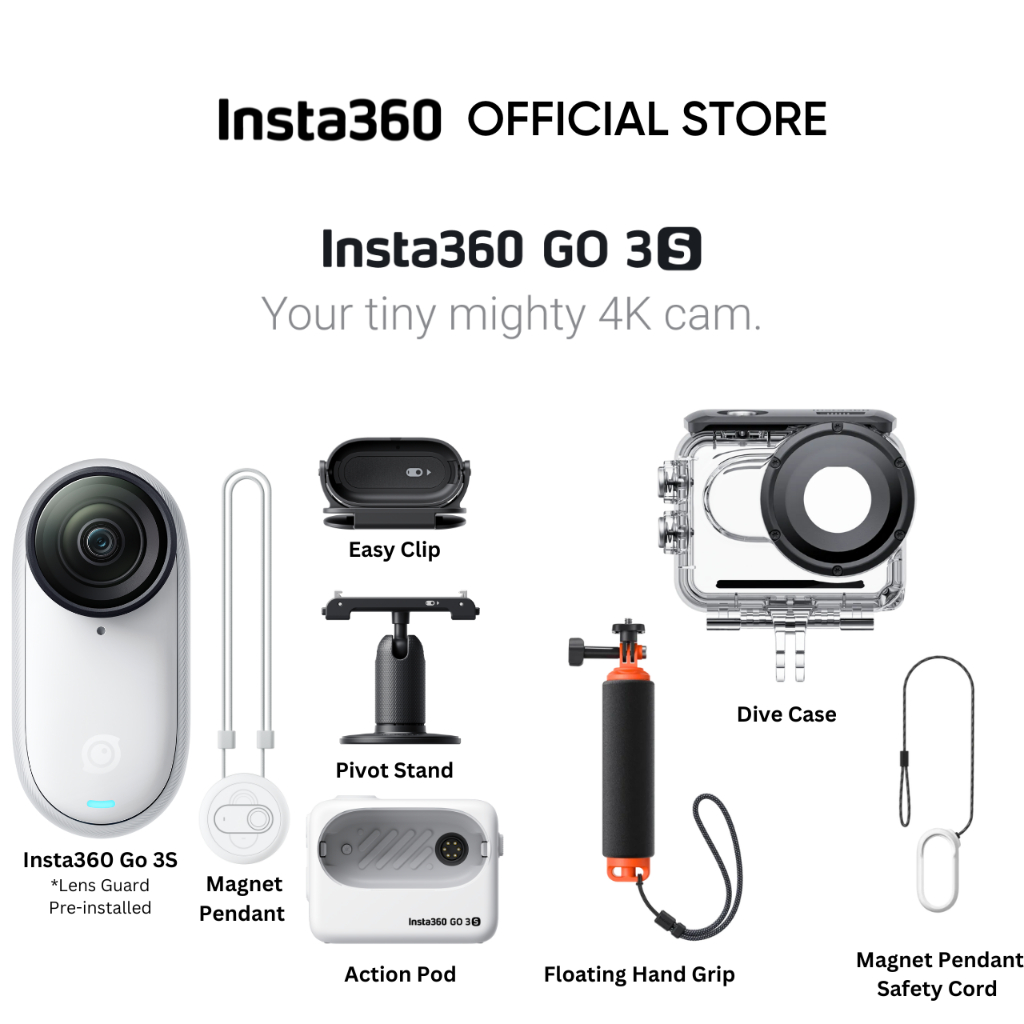 Insta360 GO 3S - The Tiny Mighty Action Cam 4K Video / GO3S | Shopee Malaysia