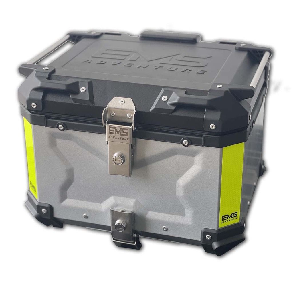EMS Adventure Top Box 45L (Aluminium) Motorcycle Universal SILVER BLACK ...