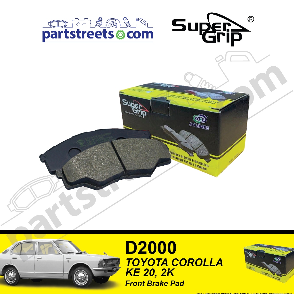 Super Grip Front Brake Pad - Toyota Corolla Ke 20, 2K - D2000 (1set ...